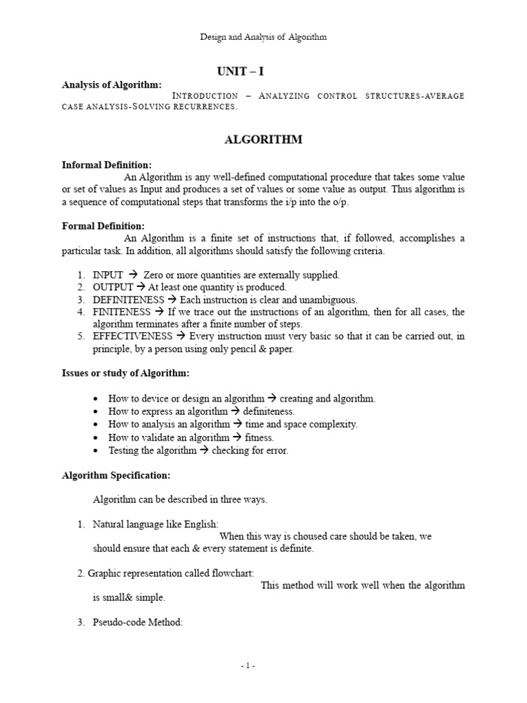 DAA All units | PDF | Recurrence Relation | Time Complexity