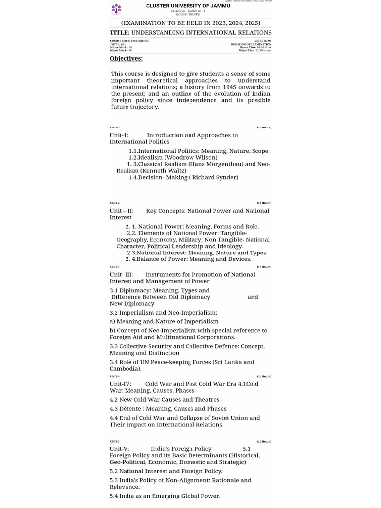 4th Sem Syllabus | PDF