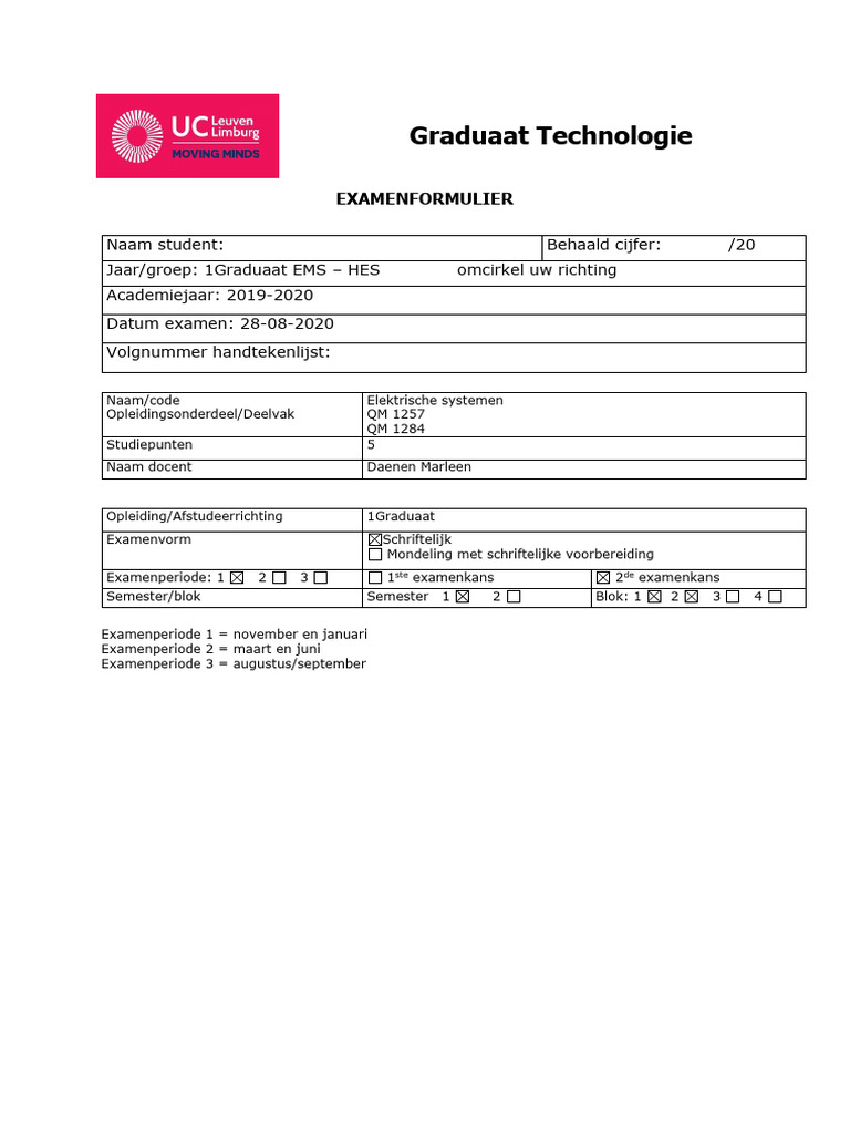 Voorbeeld Examen Elektrische Systemen | PDF
