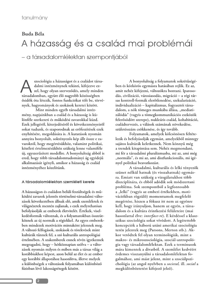 Buda Béla (2013) A Házasság És A Család Mai Problémái - A Társadalomlélektan Szempontjából ...