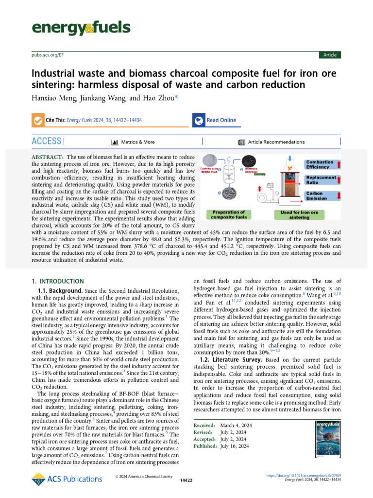 Biomass Charcoal for Iron Ore Sintering | PDF | Steelmaking | Charcoal