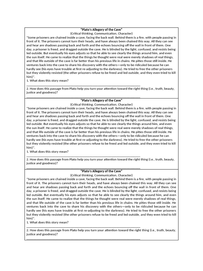 Understanding Plato's Cave Allegory | PDF