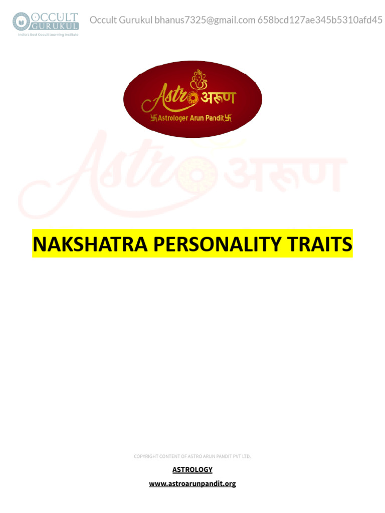1-Nakshatra Personality Traits - Astrology Notes by AAP | PDF | Planets ...