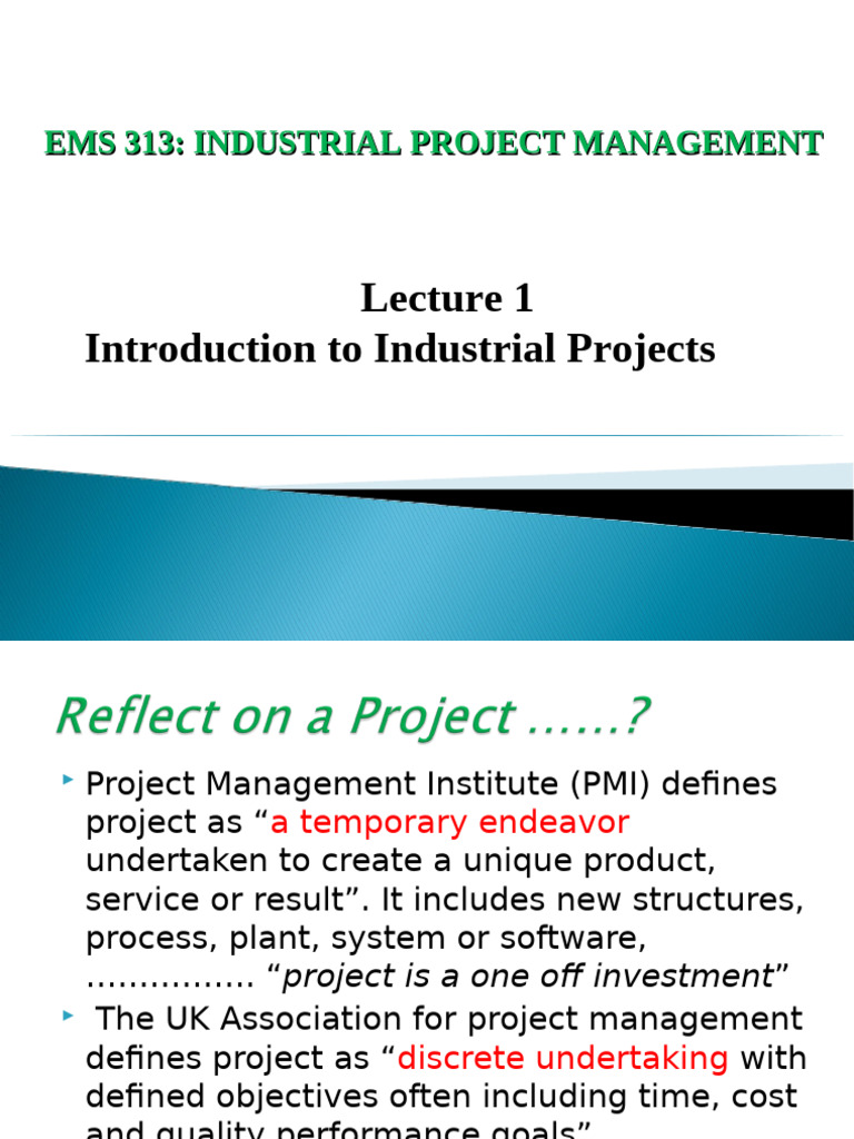 Lecture 1 Introduction To Project Management | PDF | Project Management | Risk