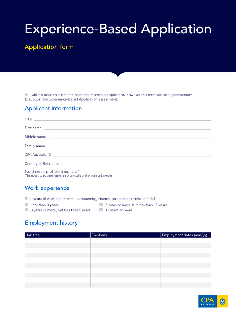 CPAAOM4016 - Experience-Based Application Form | PDF | Accounting | Risk