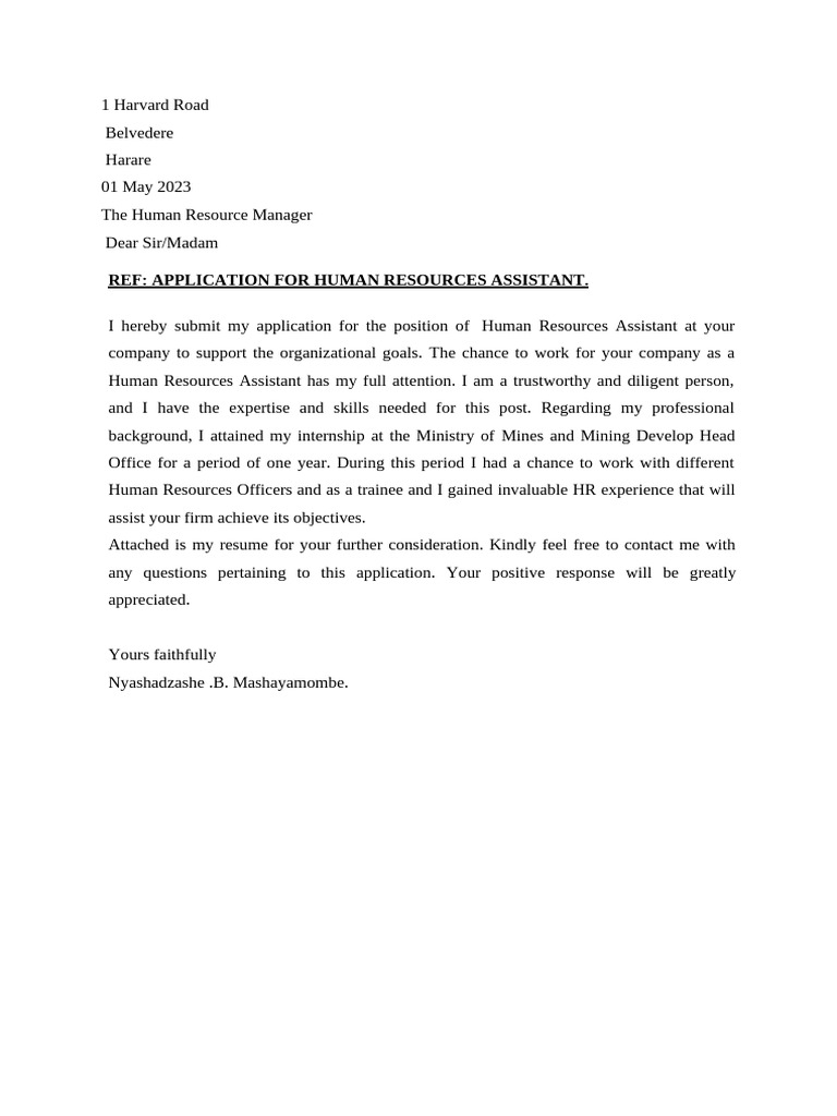 Nyasha Mashayamombe Cv.... | PDF | Human Resources | Business
