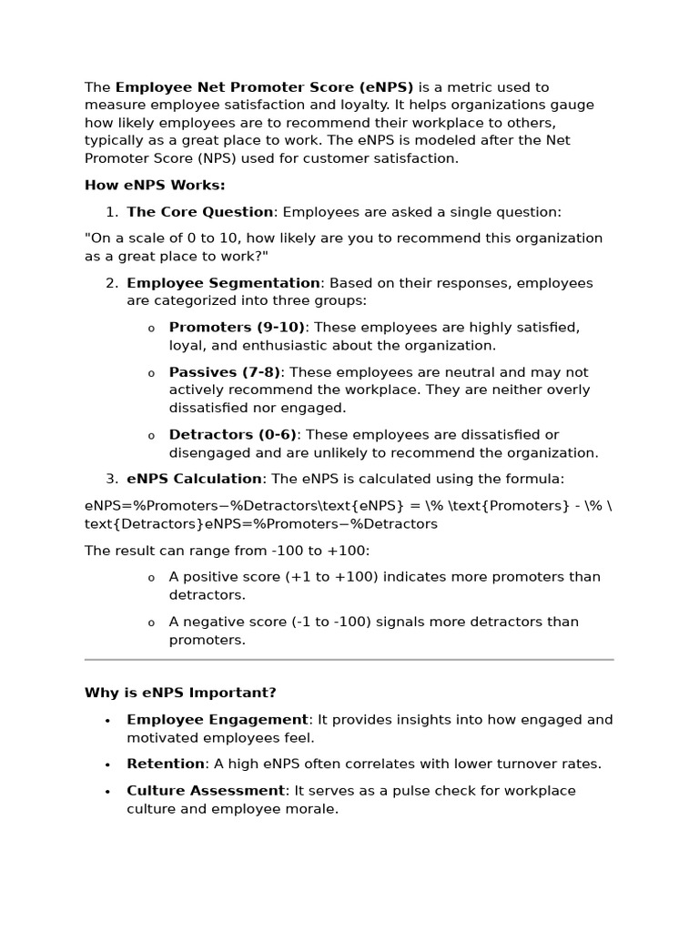 Understanding eNPS for HR Leaders | PDF | Social Psychology | Business