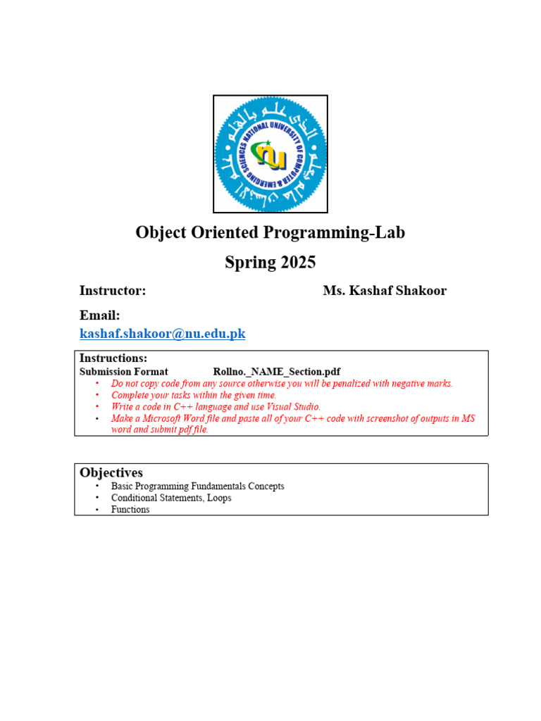 oop lab 1 | PDF