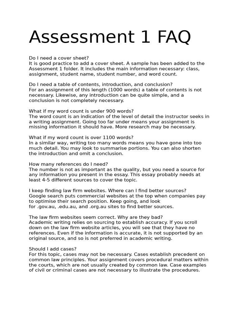 Assessment 1 FAQ | PDF