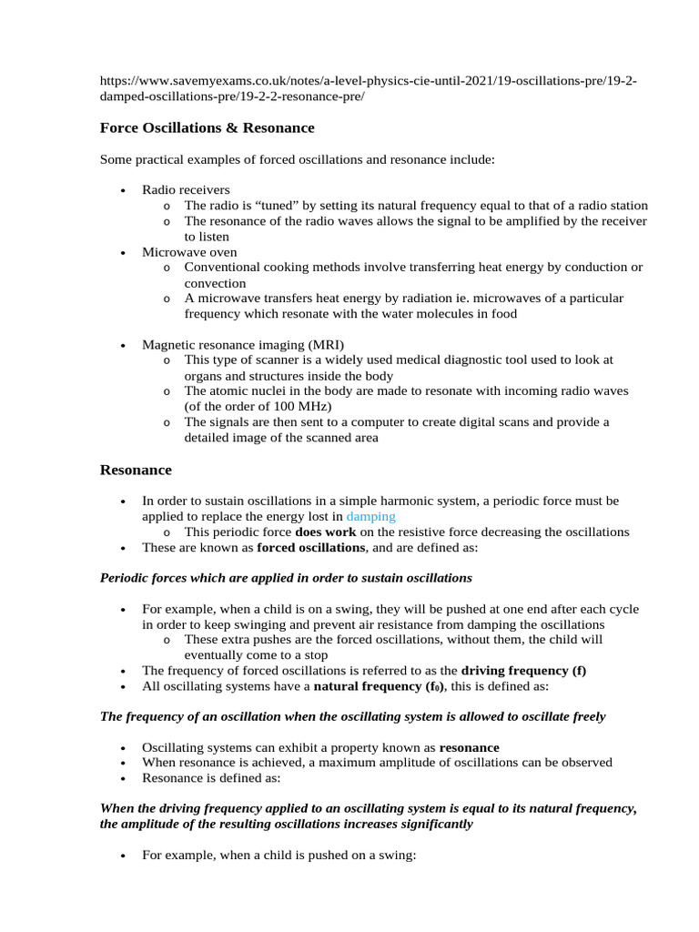 Theoretical Materials About Resonance | PDF | Resonance | Oscillation