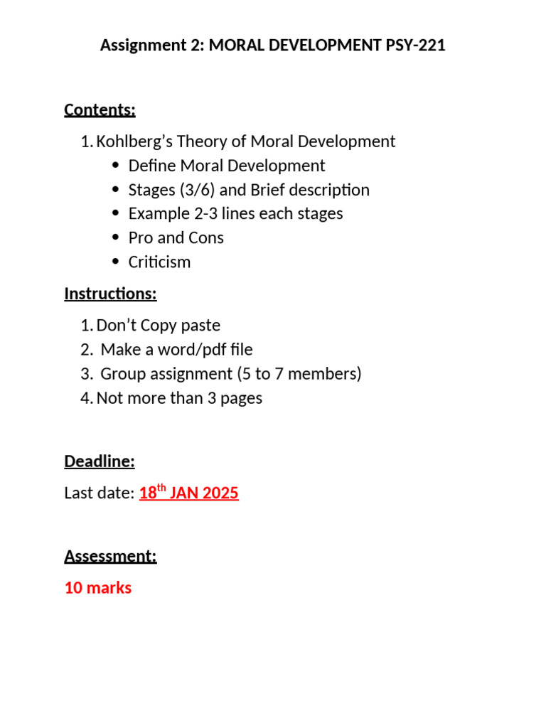 Assignment 2 Moral Development Theory | PDF