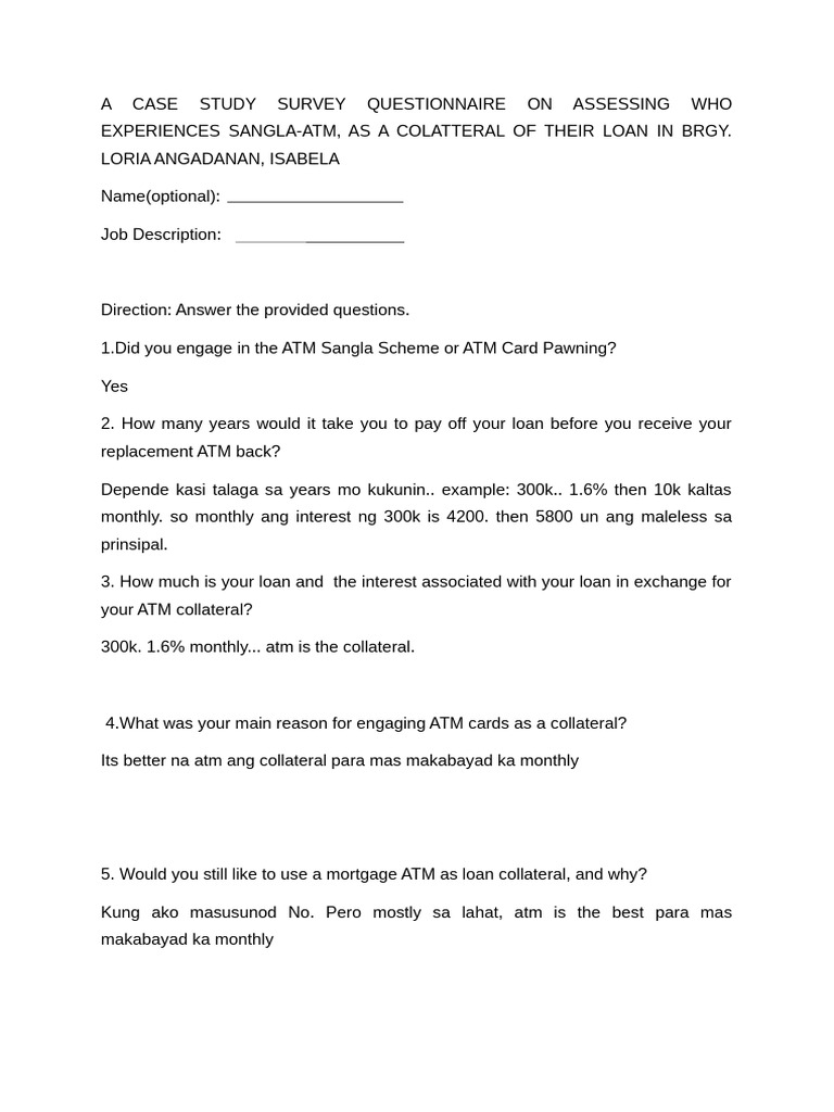 Sangla-ATM: Risks of Loan Collateral | PDF | Loans | Debt