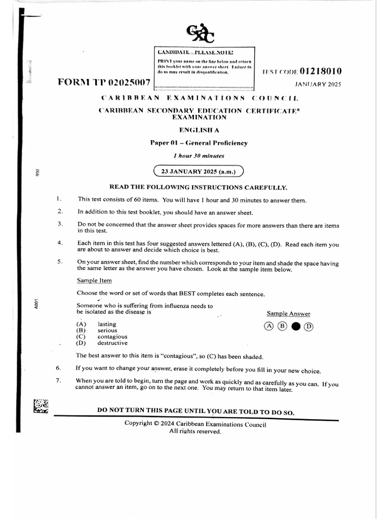 Jan English 2025 P1 | PDF