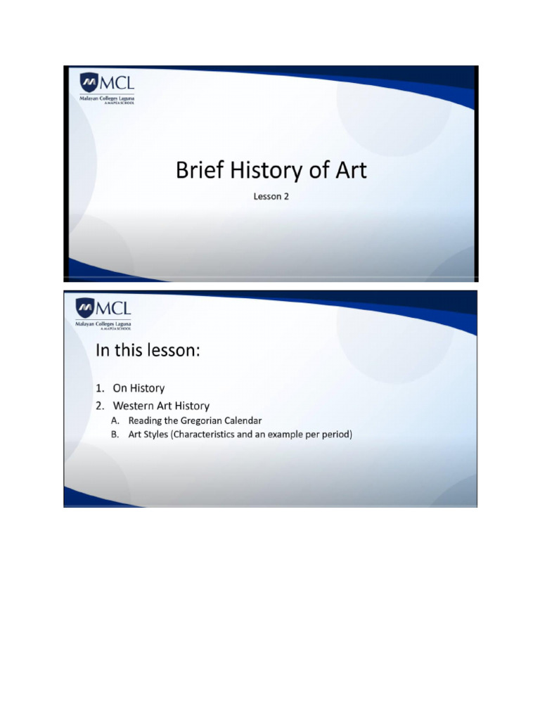 Art App Lesson 2 - Western Art History | PDF