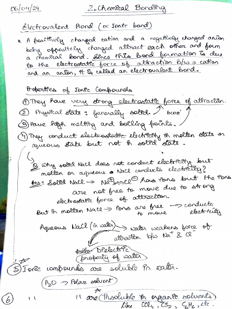 Chemistry ICSE Class 10 Chemical Bonding Notes | PDF