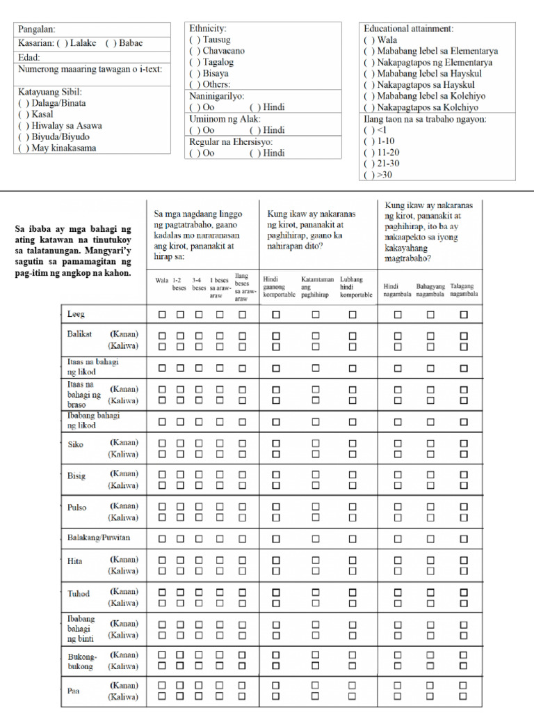 Tagalog Questionnaire | PDF