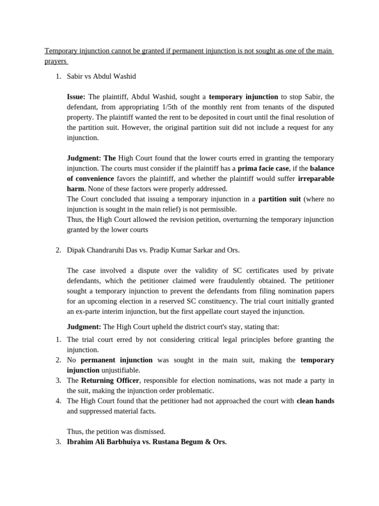 Temporary Injunction Not Grantable Without Permanent Relief Sought ...