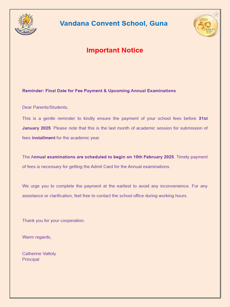 Fees Notice 2025 | PDF