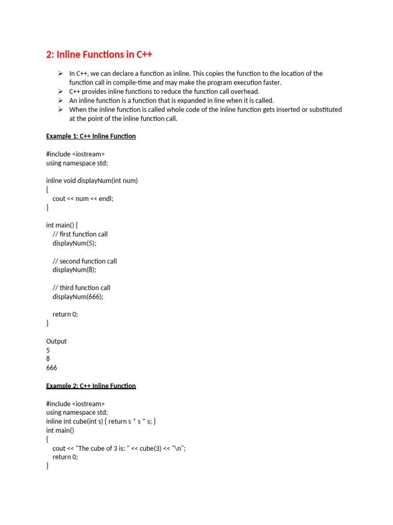 EXP-2 Inline Functions | PDF