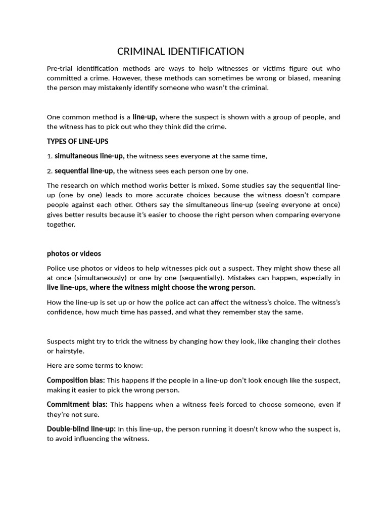 Criminal Identification | PDF | Witness | Justice