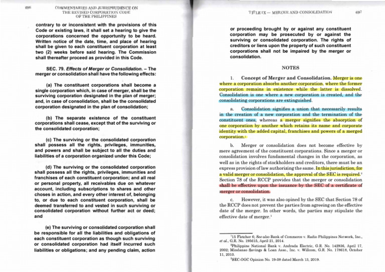 Revised Corporation Code 2020 Aquino 3 | PDF | Corporations | Mergers ...