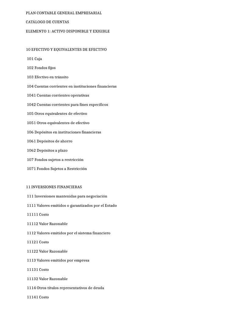 Plan Contable Empresarial: Activos | PDF | Impuestos | Pensión