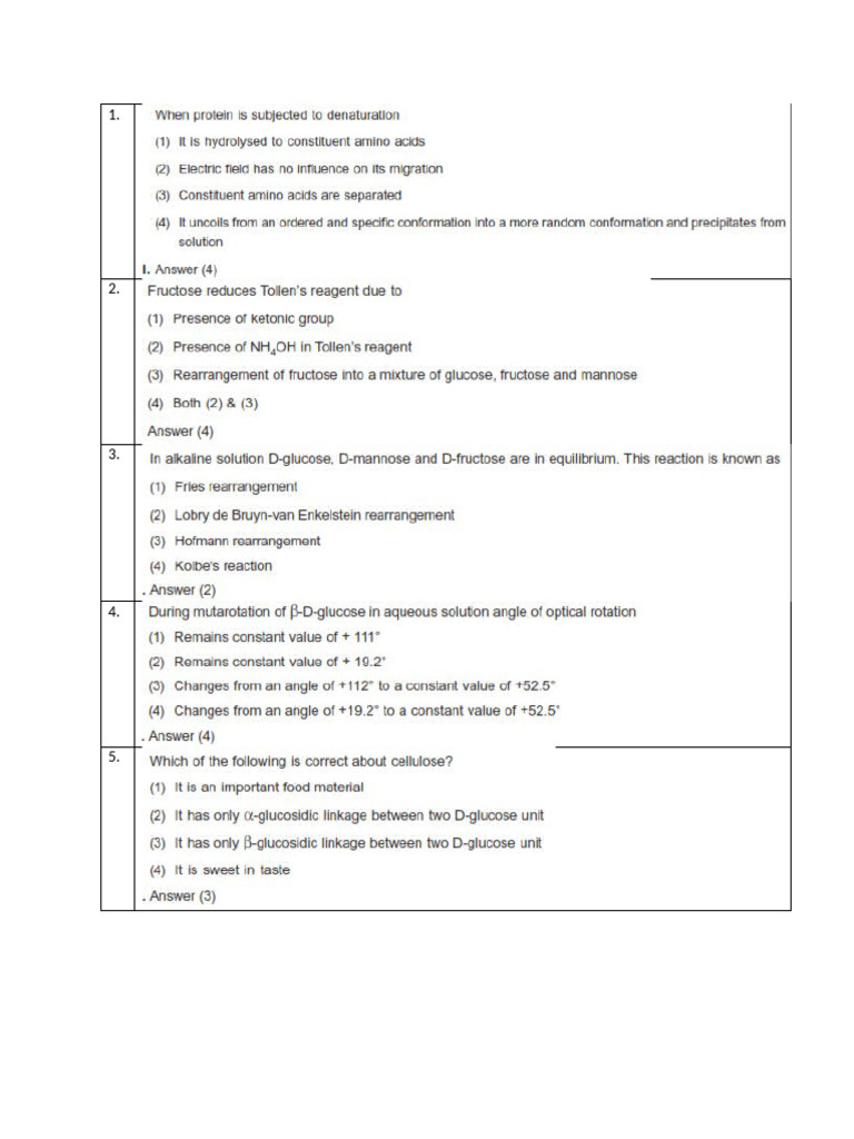 IC Sr jee main paper -biomolecules | PDF