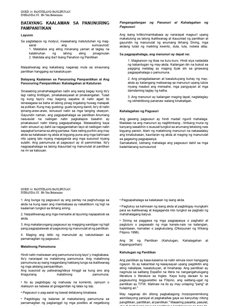 Lecture 1 and 2 Gned 14 | PDF