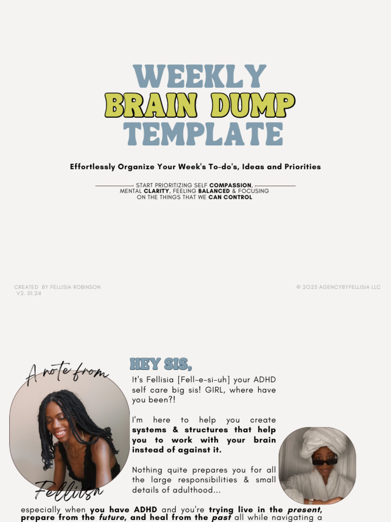 Freebie Weekly Brain Dump V2 | PDF | Meal | Psychology
