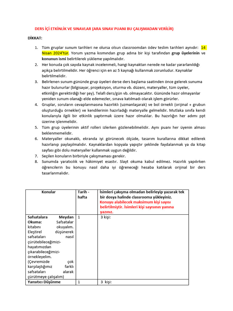 Ara Sinav Görevleri̇ | PDF