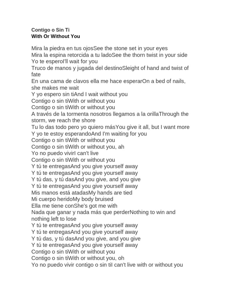 Contigo o Sin Ti | PDF