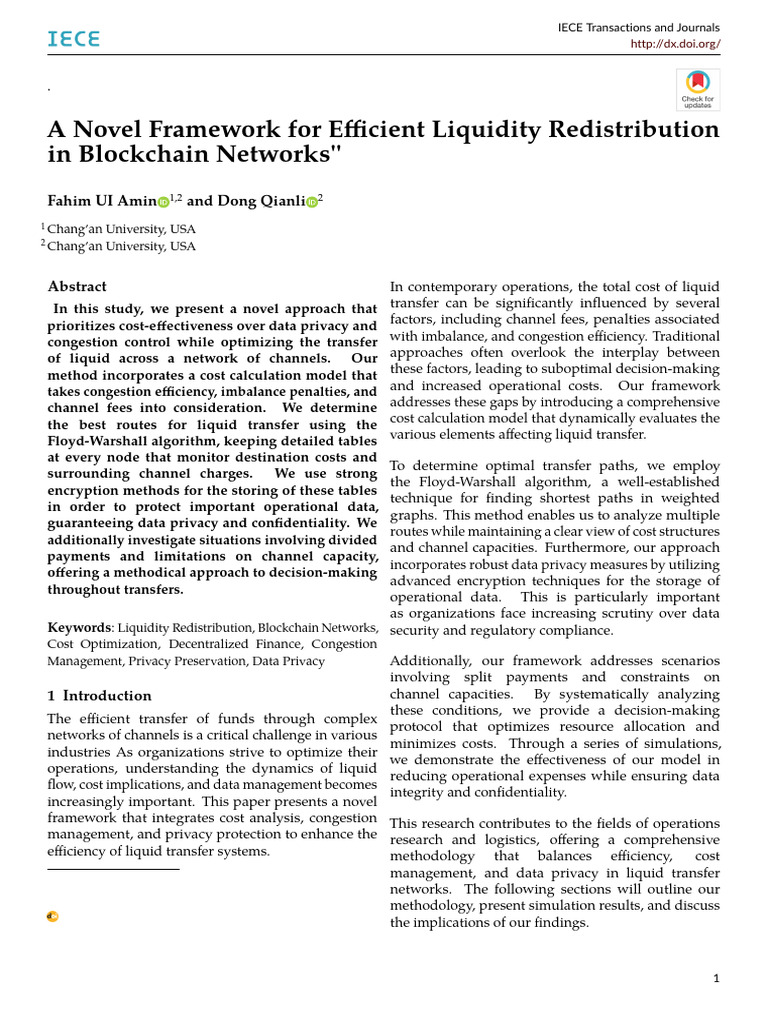 A Novel Framework For Efficient Liquidity Redistribution | PDF | Mathematical Optimization ...