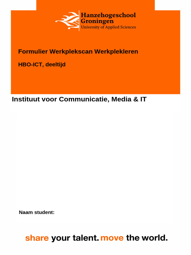 Formulier Werkplekscan Werkplekleren 24-25 | PDF