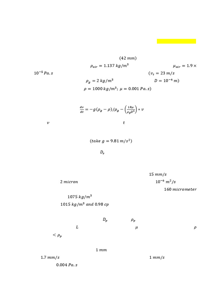#ASSIGNMENT V Chemical Engineering Mechanical Operations | PDF | Viscosity | Drag (Physics)