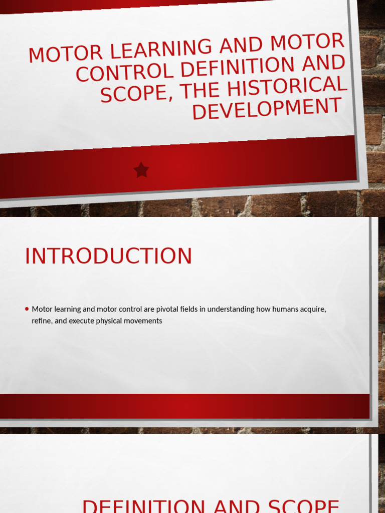 Motor Learning and Motor Control Definition and Scope | PDF | Motor ...