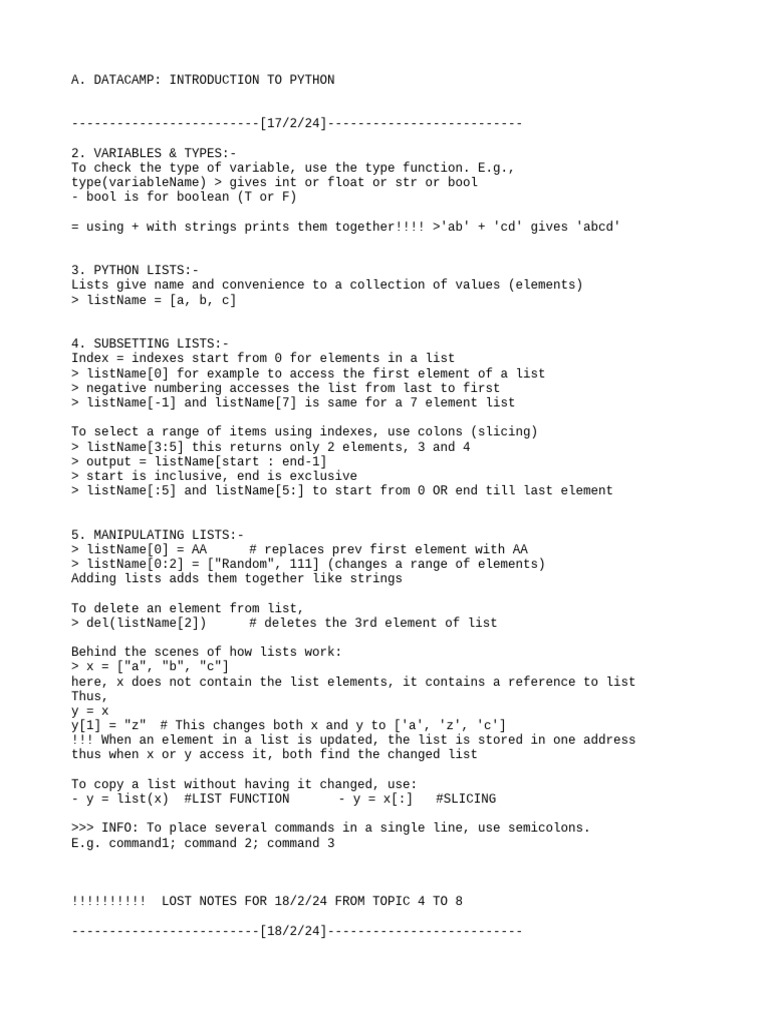 Datacamp Python Intro Guide | PDF | Scope (Computer Science) | Boolean Data Type