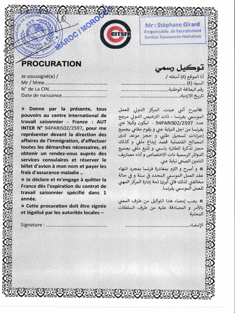 Procuration Citsfr Ma | PDF