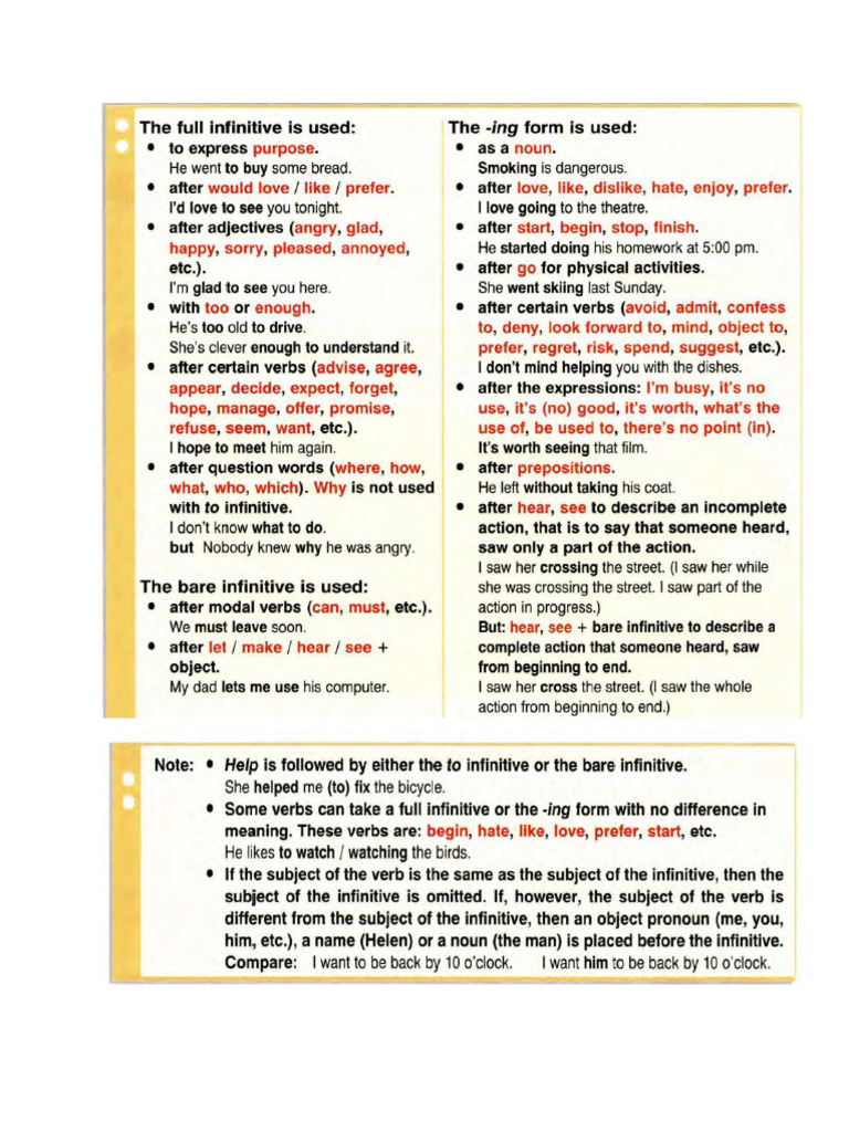 Verb ING or Verb Infinitive | PDF