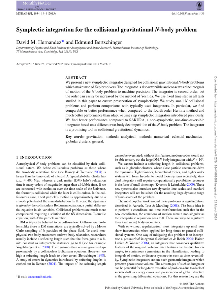 Symplectic Integration For The Collisional Gravitational N Body Problem Pdf Hamiltonian