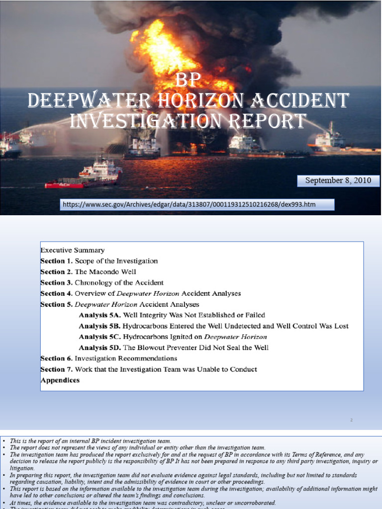 Deepwater Horizon Accident Investigation Report | PDF | Casing ...