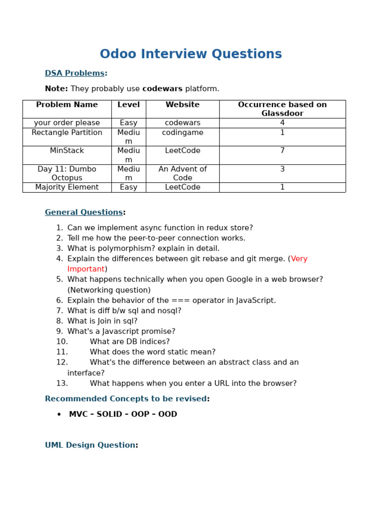 Odoo Tech Interview Prep Guide | PDF