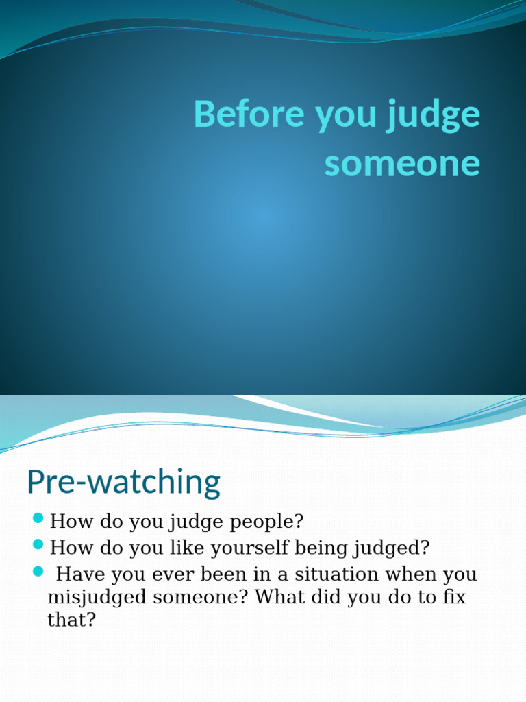 Before You Judge Someone | PDF