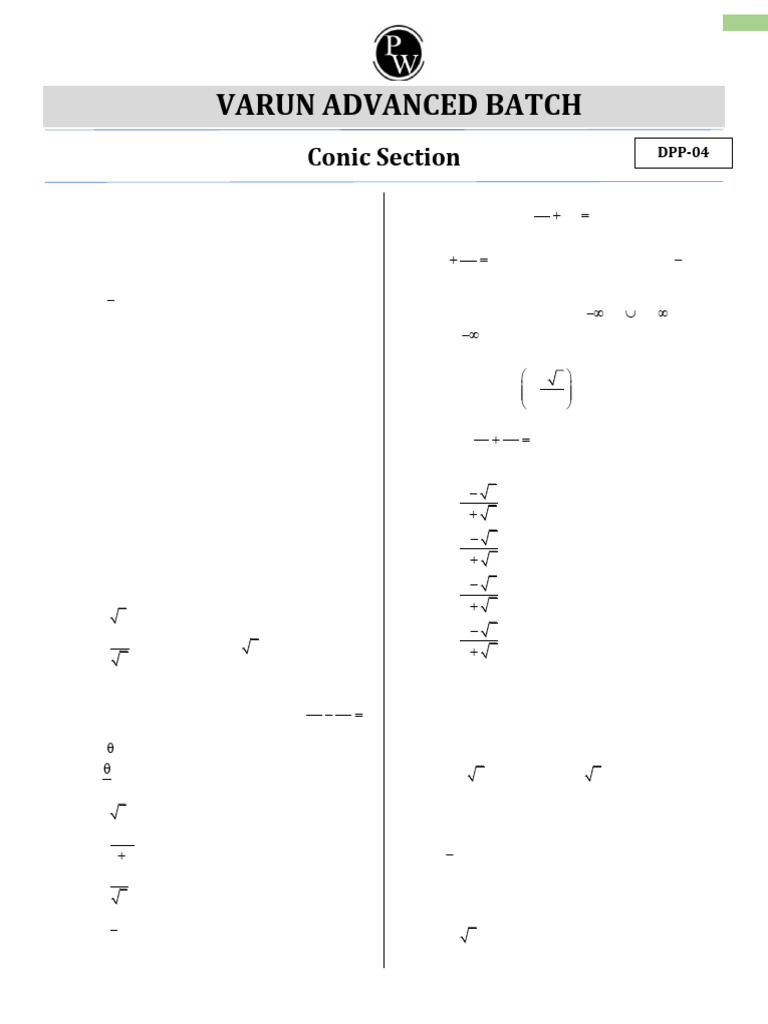 645dd514aec28300181a57a5 - ## - DPP-04 - Conic Section - Mathematics - Varun JEE Advance Batch ...