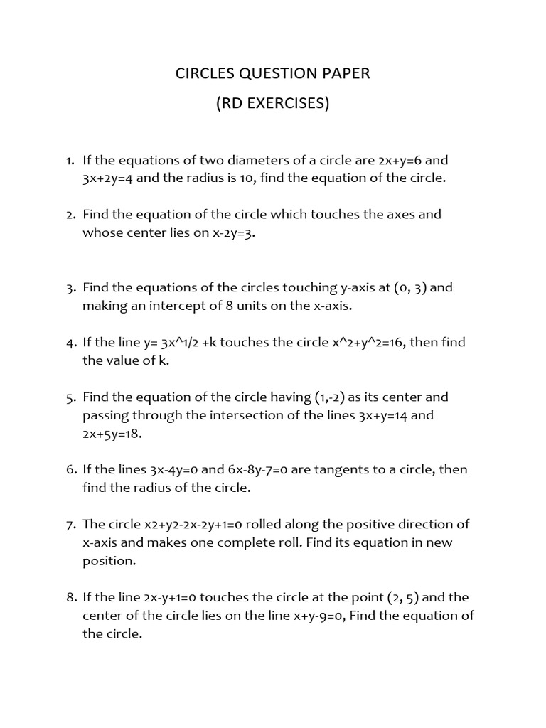 Circles Question Paper | PDF