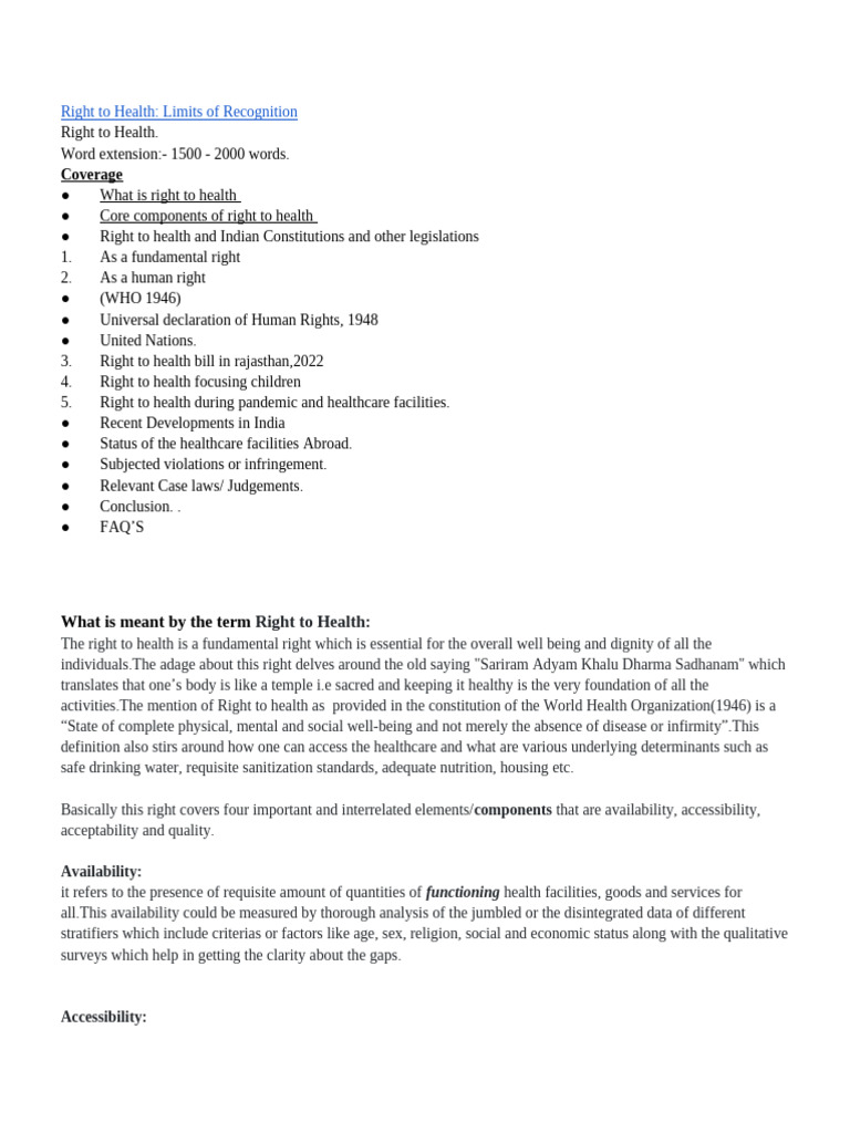 Understanding Right to Health | PDF | Accessibility | Health Care