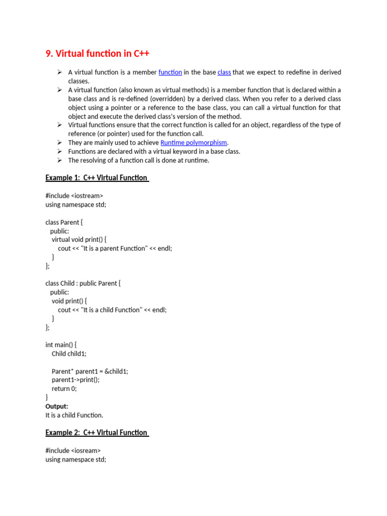 EXP-9 Virtual Function | PDF EXP-9 Virtual Function | PDF