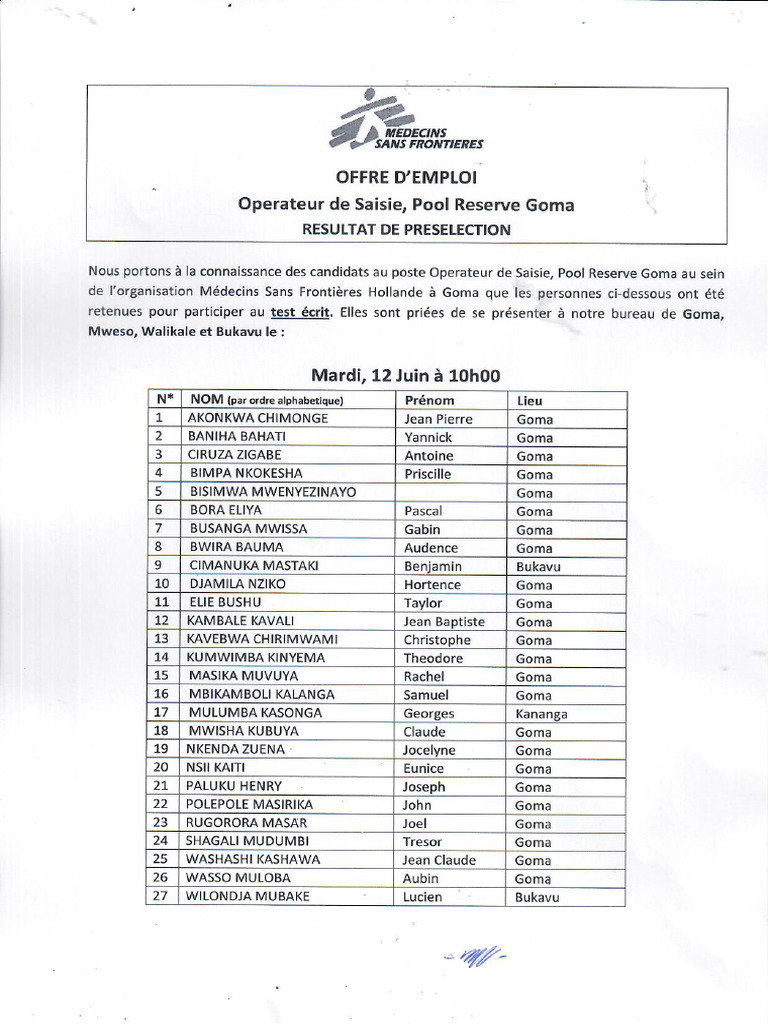 Preselection OPS Pool de Reserve | PDF