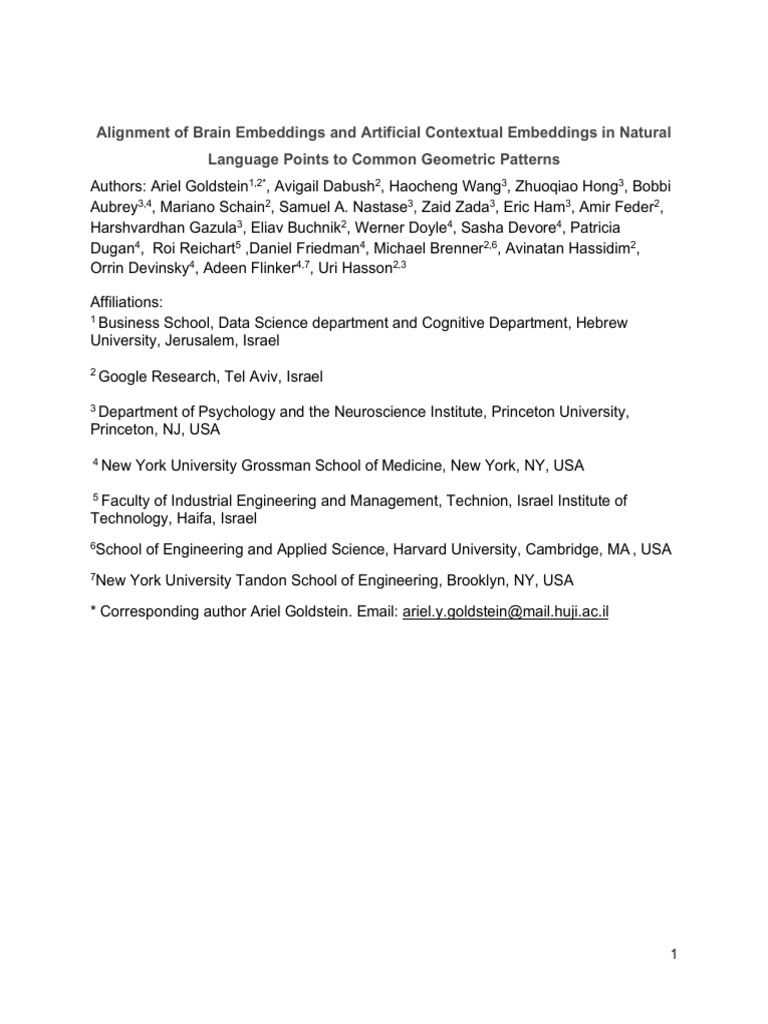 Alignment of Brain Embeddings and Artificial Contextual Embeddings in Natural Language Points To ...