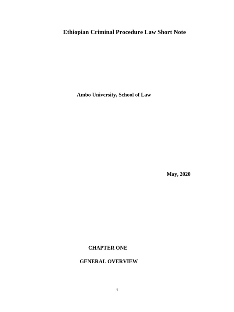 Criminal Procedural Law Short Note by MELESE ABEBE (1) | PDF | Plea ...