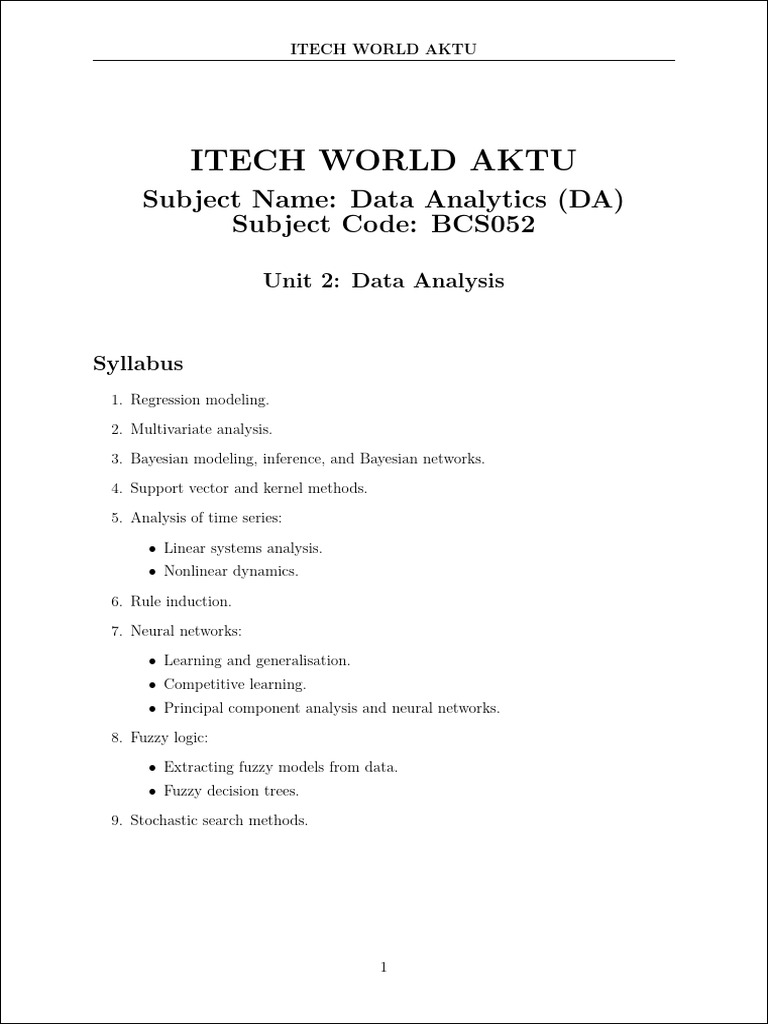 Data Analytics Chapter 2 | PDF | Support Vector Machine | Bayesian Inference